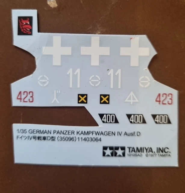1:35 TAMIYA PANZER Kampfwagen IV Ausf D spare decals £3.31 - PicClick UK