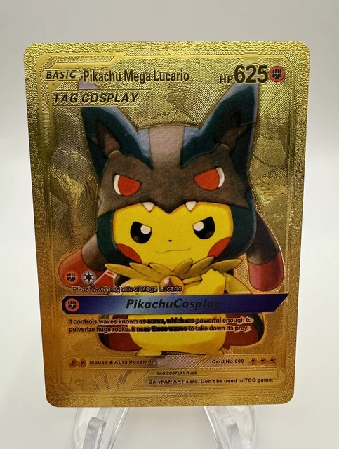 LUFFY PIKACHU COSPLAY Pokemon Gold Foil Fan Art 🖼️ Card RARE EUR 3,61 ...