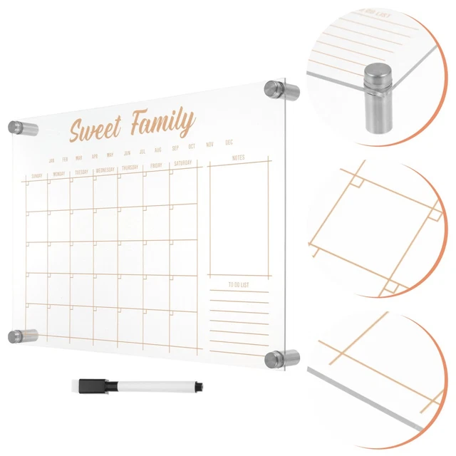 1 SET REUSABLE Weekly Write Board Desk Dry Erase Board Clear Dry Erase ...