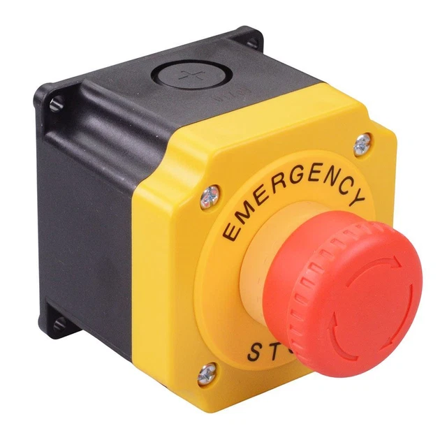 IDEC 22MM EMERGENCY Stop Switch E-Stop Control Box Station Nameplate ...