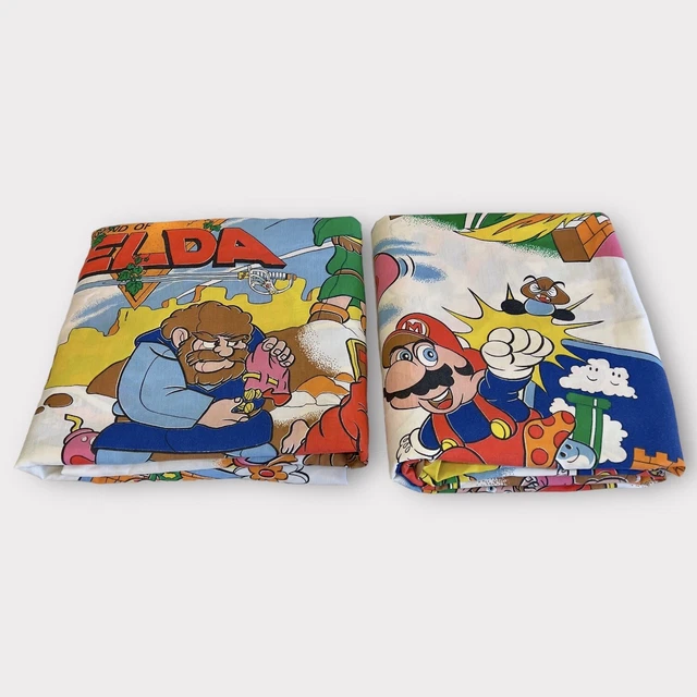 VINTAGE NINTENDO LEGEND Of Zelda Super Mario Bros Twin Fitted & Flat ...