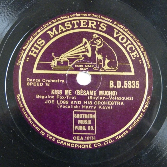 78RPM JOE LOSS paper doll / besame mucho BD 5835 EUR 28,31 - PicClick FR