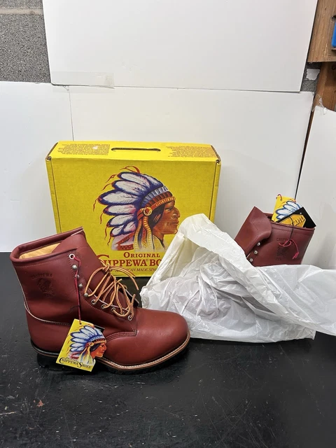 NOS CHIPPEWA 8 inch troutbrook saftey logger red MENS 10 3E 27351 USA ...
