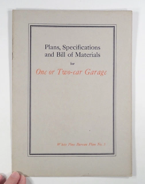 1917 ONE/TWO-CAR GARAGE Plans Specs & Bill of Materials WHITE PINE ...