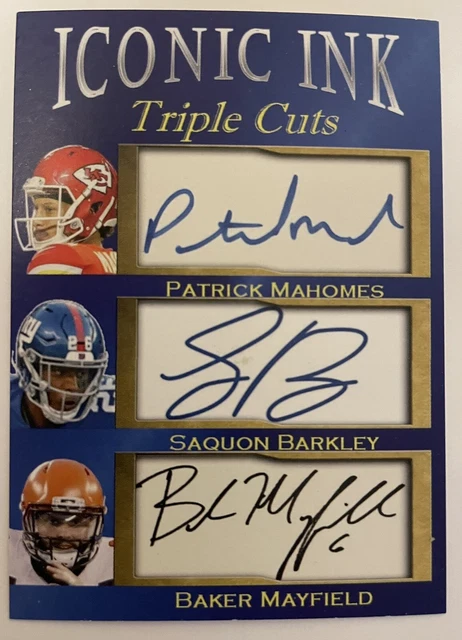PATRICK MAHOMES, SAQUON BARKLEY &BAKER MAYFIELD ICONIC INK Facsimile ...