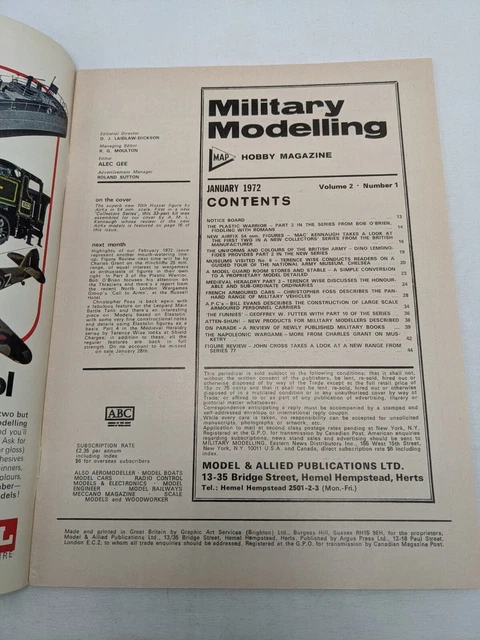 LOT OF (2) 1972 Military Modelling Hobby Magazines January July £40.38 ...