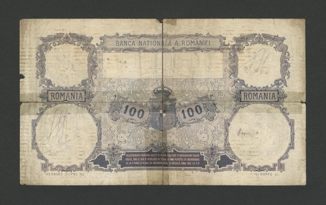 100 UNA SUTA Lei Banca Nationala A Romaniei 1920 Romania old large ...