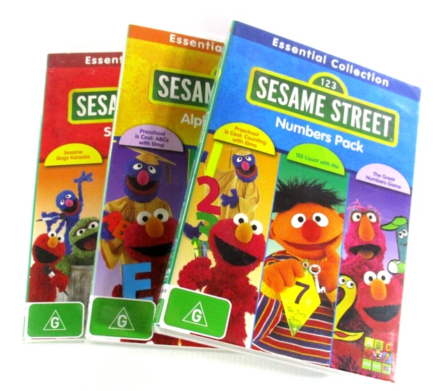 SESAME STREET ESSENTIAL Collection Alphabet Numbers Singing Pack 3 DVDs ...