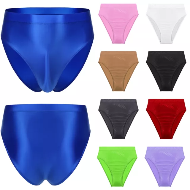 Mens Silky Glossy Underwear Oily High Waist Bulge Pouch Briefs High Cut Panties £523 Picclick Uk