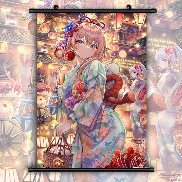 GENSHIN IMPACT NAGANOHARA Yoimiya striscione a scorrimento poster ...