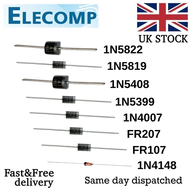 1N5408 1N4148 1N4007 1N5819 Diode 1-100pcs +KITs available Free postage UK stock £1.89 - PicClick UK