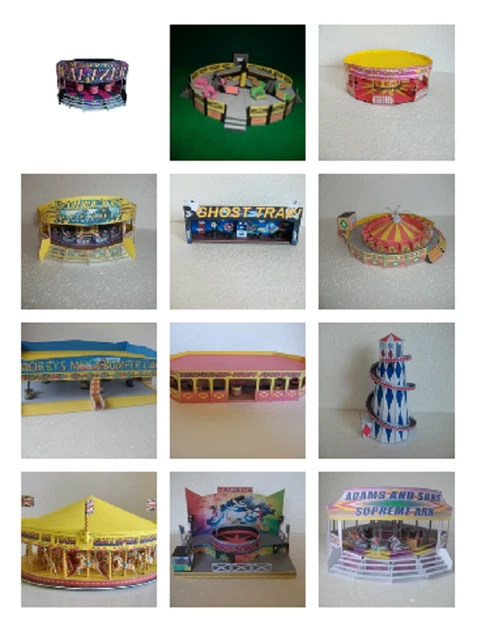FUN FAIR CARD Model 00 Scale Set 4 Fairground Card Kit Model Railway £ ...