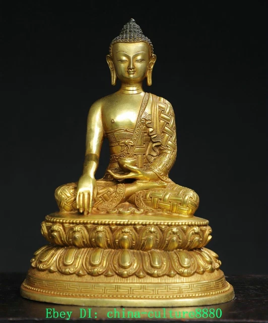 8.6 &VIEUX BOUDDHA Shakyamuni en cuivre pur tibétain plaqué or EUR 318,00 - PicClick FR