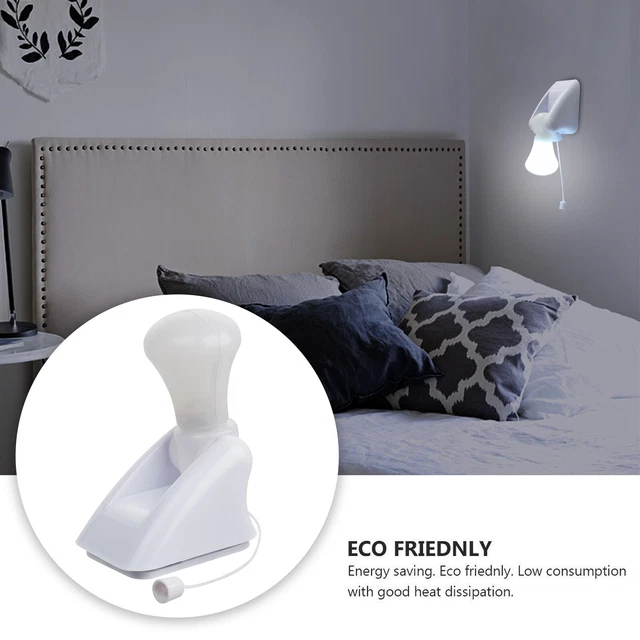 LED BULB HANDY Stick On Wall Mount Cordless Pull Cord Cupboard Room ...