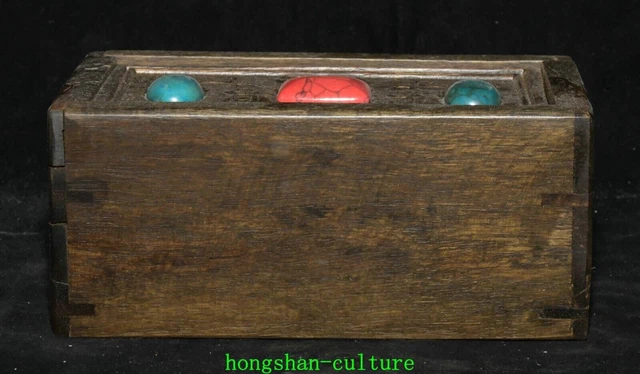 BOÎTE À BIJOUX du palais de la dynastie Huanghuali, ancienne sculpture sur bois EUR 66,00 ...