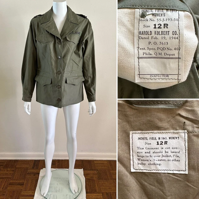 1940S WOMAN’S US Army M-1943 FIELD JACKET size 12 R Hood WAAC 40s Nurse ...