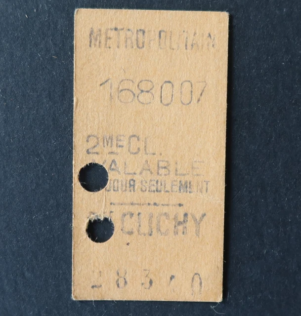 ANCIEN TICKET PARIS Métro 1930 PORTE CLICHY 28340 RATP Metropolitain 27 ...