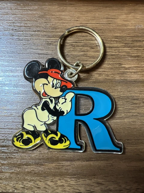 VINTAGE WALT DISNEY'S Mickey Mouse Letter "R" Acrylic Keychain Key Ring ...