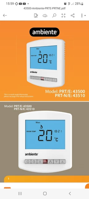 AMBIENTE PRT/E V2 43500 Termostato ambiente programmabile EUR 22,84 ...