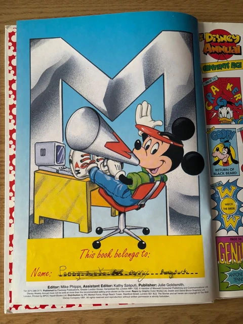 THE DISNEY ANNUAL,1992 A4 sized comic book, Featuring mickey mouse and ...
