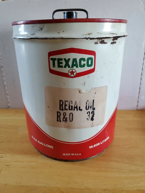 VINTAGE 1984 TEXACO REGAL OIL R&O 32 Turbine Oil 5 Gallon Metal Can ...