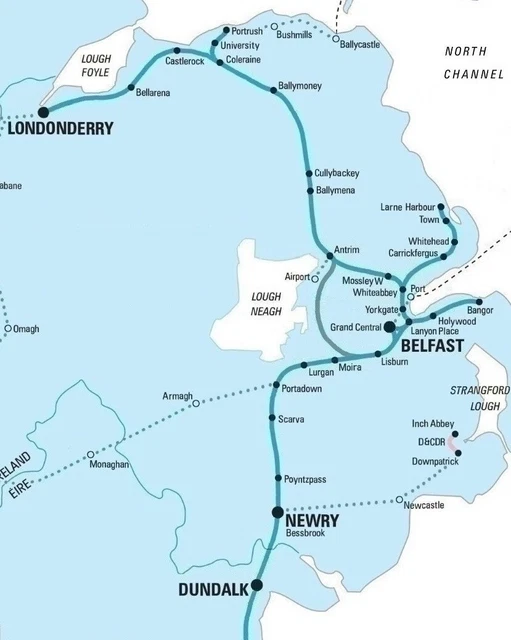 * IRELAND TRAIN MAP (RAIL PASSENGER NETWORK) IE/NIR 2024 - Print Your ...