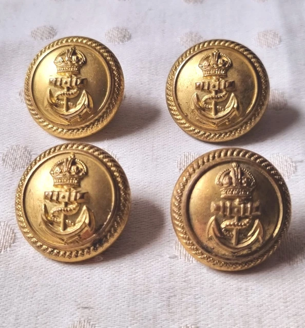 4 X ORIGINAL WW2 ROYAL NAVY OFFICERS KC GILT BUTTONS 23mm RN TUNIC ...