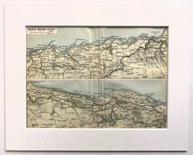 VINTAGE 1950S NORTH Devon Plan Colour Map - Mounted For Framing £8.65 ...