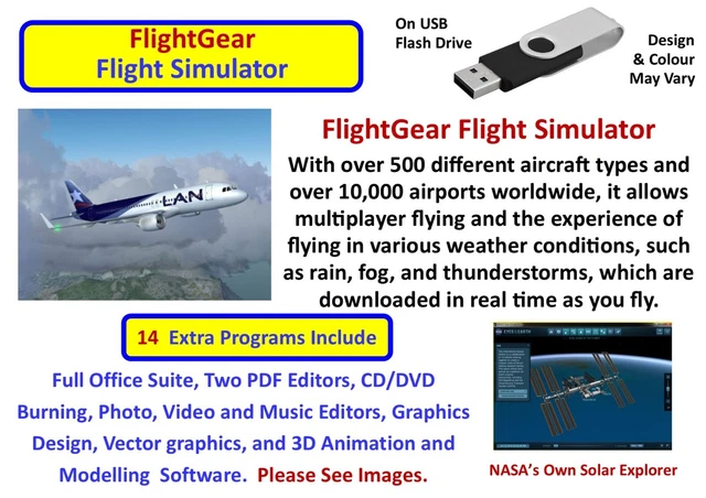 FLIGHT SIMULATOR FLIGHTGEAR 2025 Professional Fly on USB for Windows 11 10 8 PC £12.99 - PicClick UK