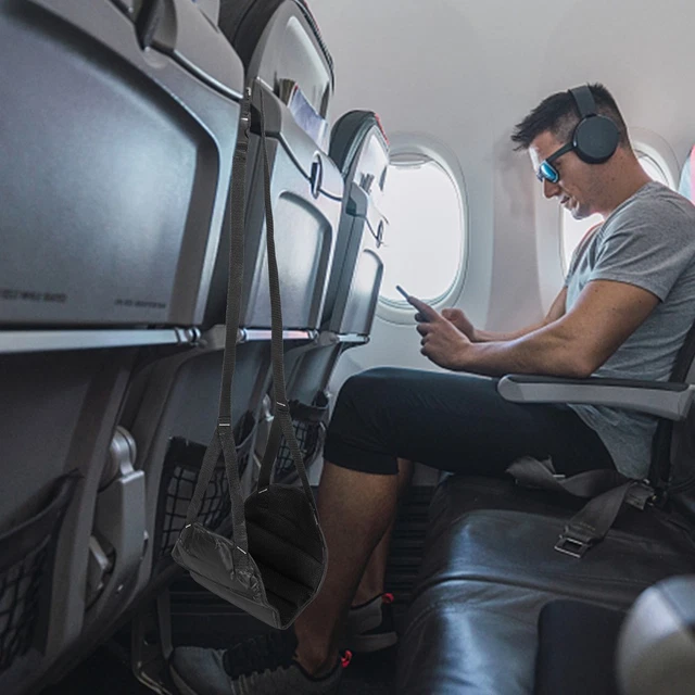 FLIGHT FOOT REST Travel Plane Hammock Footrest Adjustable Airplane $18. ...