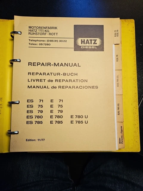 HATZ DIESEL ENGINE Repair Spare Parts List, Types E & ES 71, 75, 79, 780 & 785 £9.99 - PicClick UK
