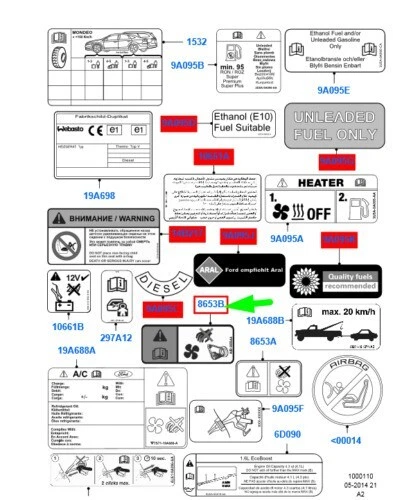 GENUINE OEM FORD Info Label Radiator Fan Warning Decal 5087244 £9.95 ...