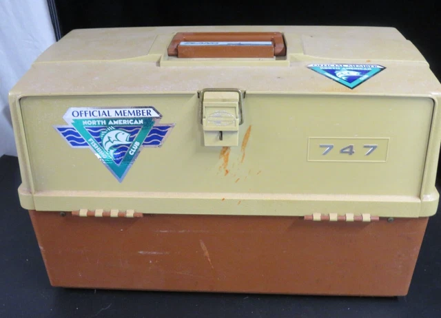 VINTAGE CLEAN LOCKABLE 3 DRAWER PLANO 747 FISHING TACKLE BOX 19"x 12"x ...