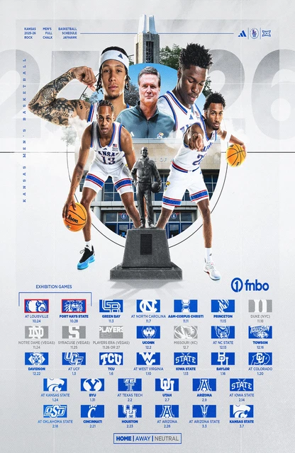 KANSAS JAYHAWKS 2025-2026 Men’s Basketball Full Schedule Poster 11 X 17 ...