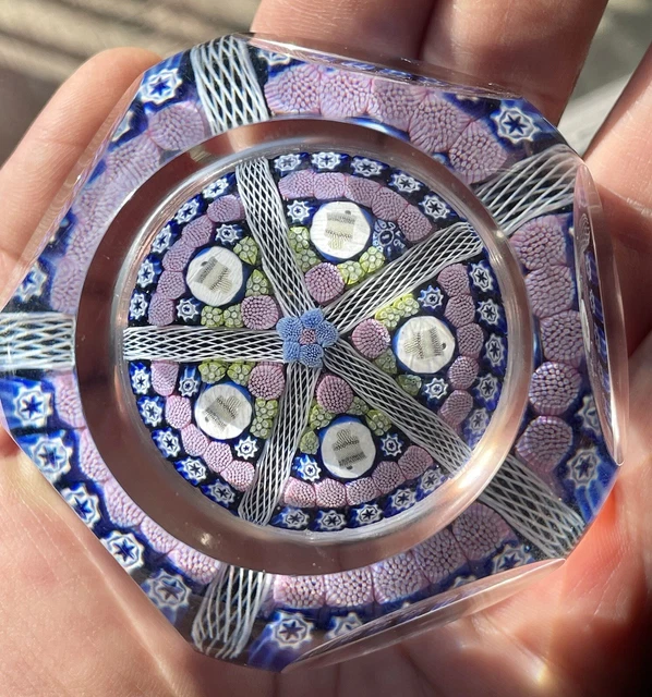 VINTAGE WHITEFRIARS MILLEFIOIRI Window Paperweight Signed 1976 Cane ...