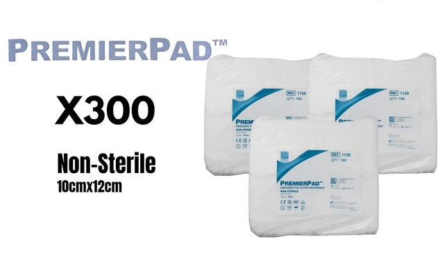 PREMIER DRESSING PAD Non-Sterile 12cm x 10cm - Pack of 100 x3 £18.95 ...