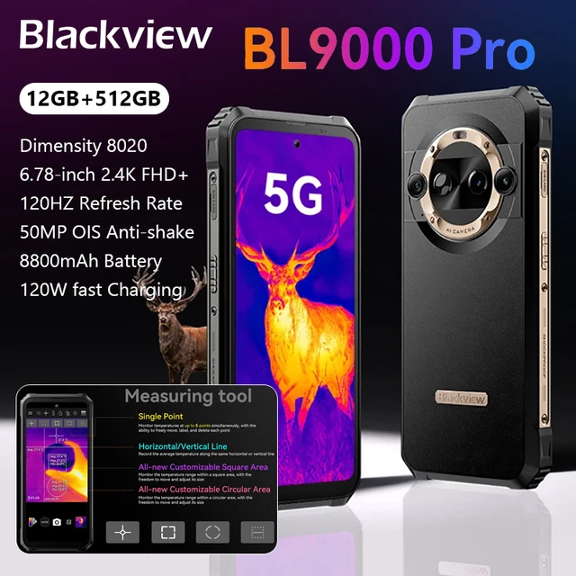 BLACKVIEW BL9000 PRO 12GB+256GB Global 5G Thermal Imaging Camera Rugged ...