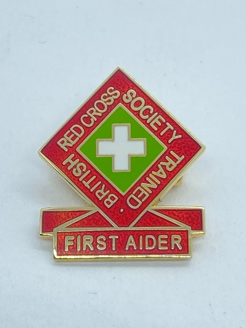 BRITISH RED CROSS Society Trained First Aider Enamel Pin Badge - Good ...
