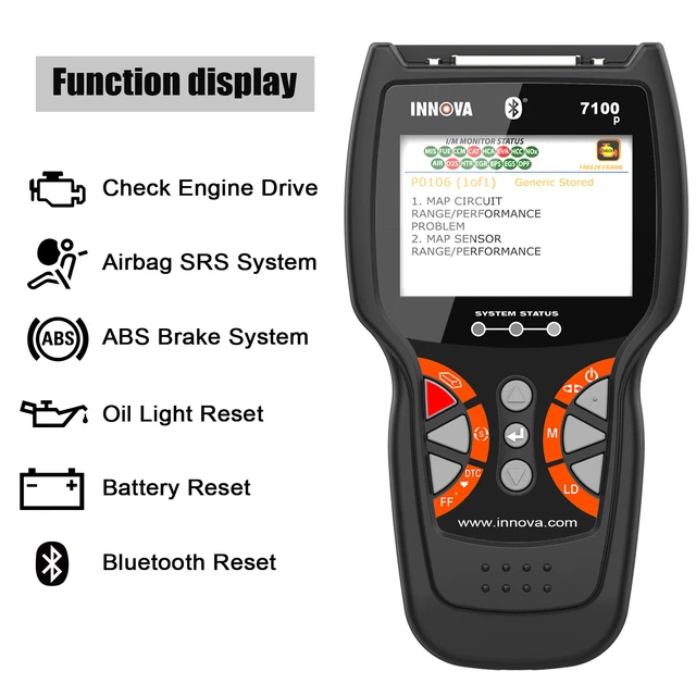 INNOVA 7100P 12V OBD2 Scanner Car ABS SRS Oil Reset Battery Test ...