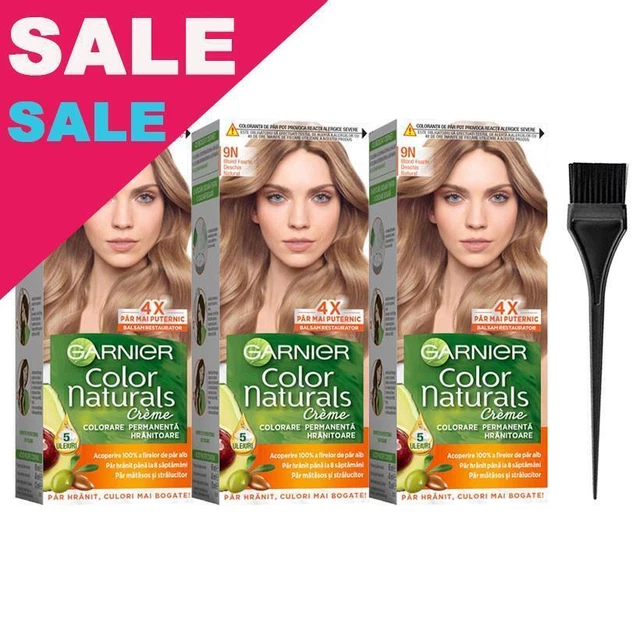 GARNIER COLOR NATURALS 9N Coloration Permanente Blond Clair Nude 3 pcs ...