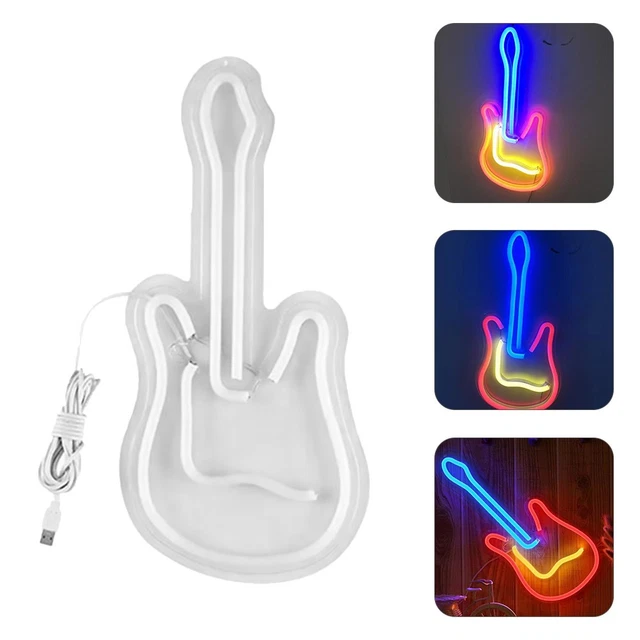 2PCS LED NEON Sign Creative Guitar Shape Light Decorative Night Lamp ...