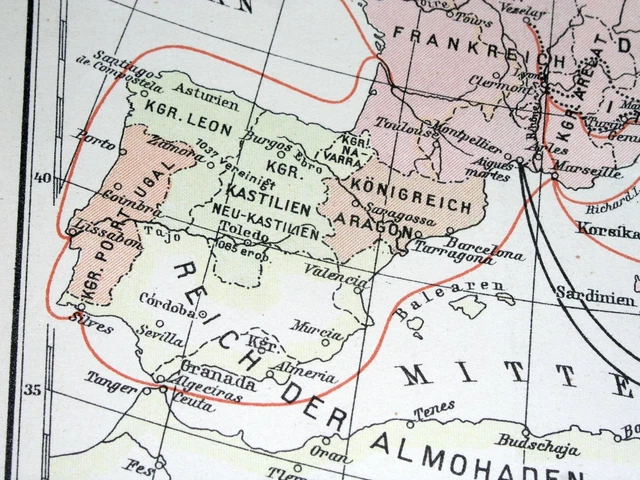 1937 VINTAGE HISTORICAL Map Of Europe During The Crusades (1204 ...