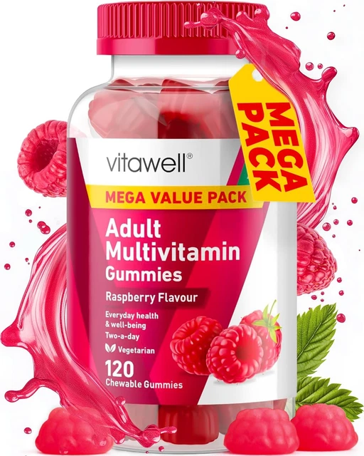 VITAWELL ADULT MULTIVITAMIN Gummies - 120 Raspberry Flavour Gummies (2 ...