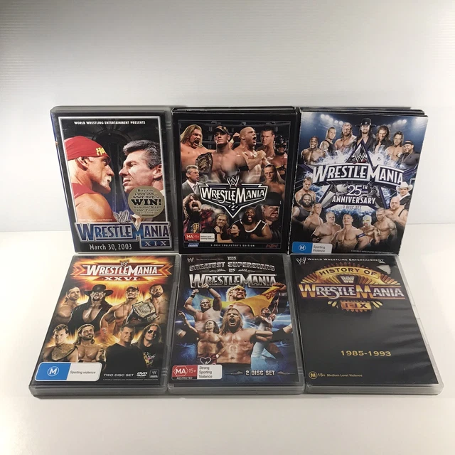 WRESTLEMANIA DVD BUNDLE x 6 Region 4 NTSC WWE Hulk Hogan Undertaker ...