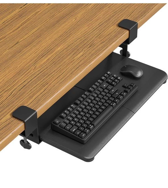 BONTEC KEYBOARD TRAY Under Desk, Pull Out Keyboard & Mouse Tray with C ...