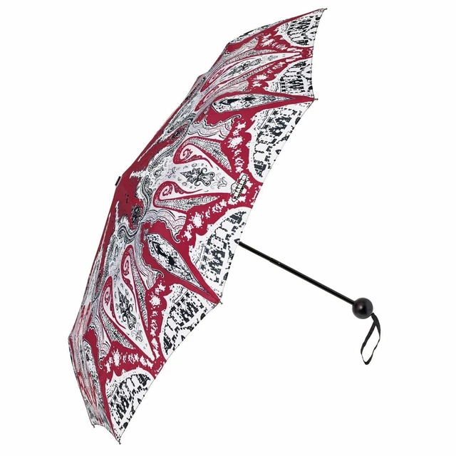 COMPACT UMBRELLA BROLLY Black & Red Design Folding Manual - Perletti ...