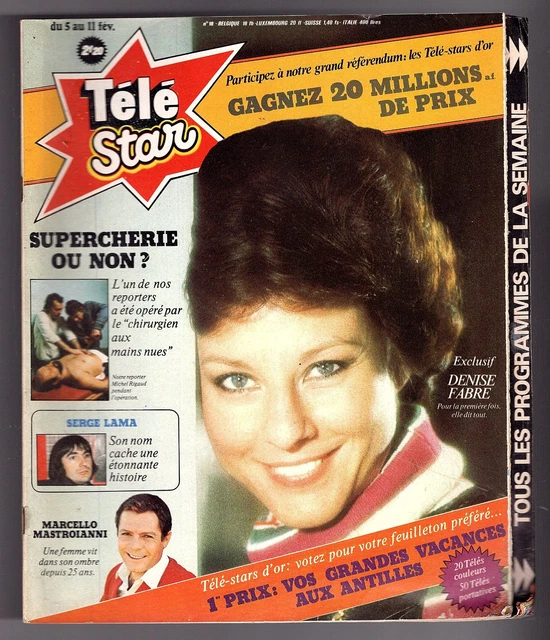 TÉLÉ STAR N°18-1977 Denise Fabre_Serge Lama_Sophia Loren_Vartan_Joe ...