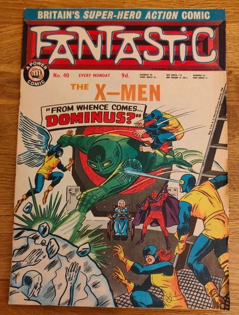 COMIC - MARVEL UK Silver Age Comic Fantastic #40 1967 The X-Men Dominus ...