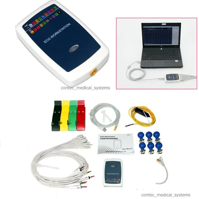 CE CONTEC8000G 12-LEAD ECG Workstation EKG Machine PC Software Analyze ...