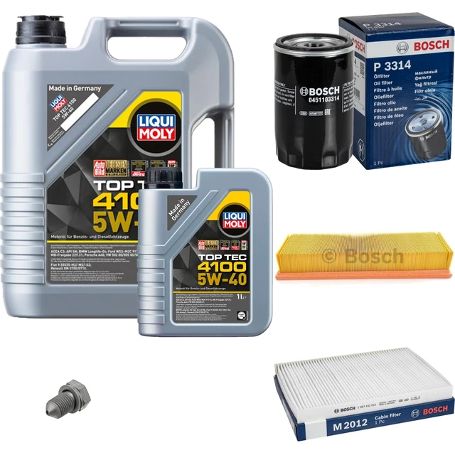 BOSCH INSPECTION SET 6L Huile Liqui Moly Top Tec 4100 5W-40 pour Seat Cordoba EUR 113,96 ...